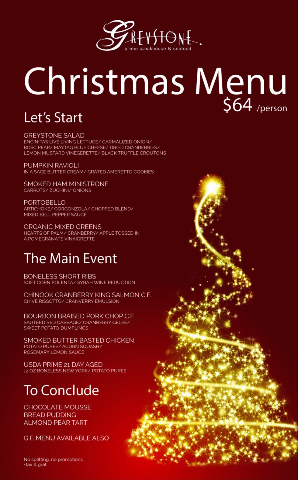 We will be open Christmas day and Christmas Eve - San Diego Steakhouse