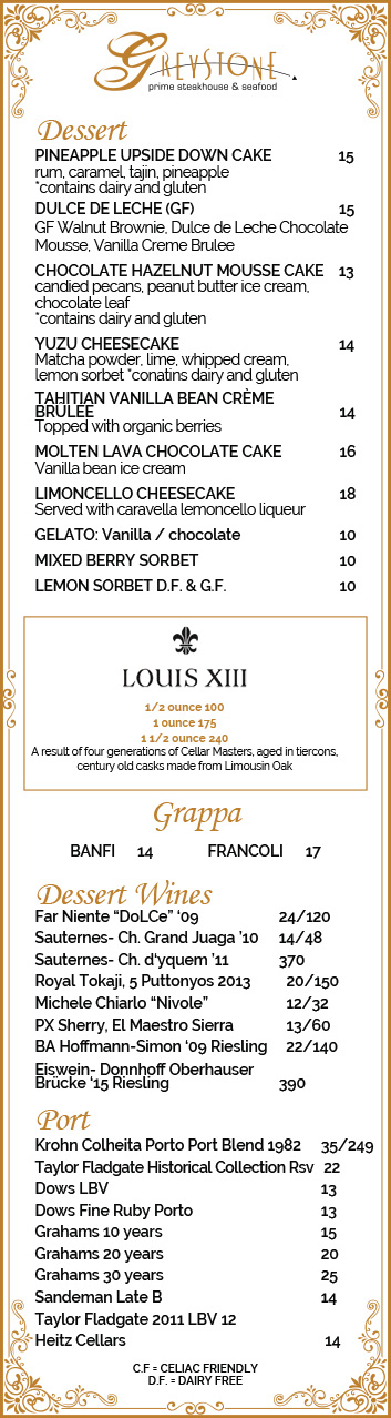 Decadent Desserts at Greystone Steakhouse | Gaslamp, San Diego